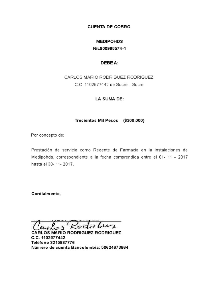 Plantilla Cuenta de Cobro MEDIPOS 3 | PDF