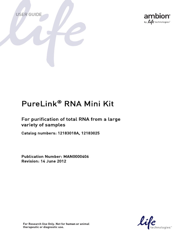 Purelink Rna Mini Kit Man PDF | PDF | Lysis | Centrifuge