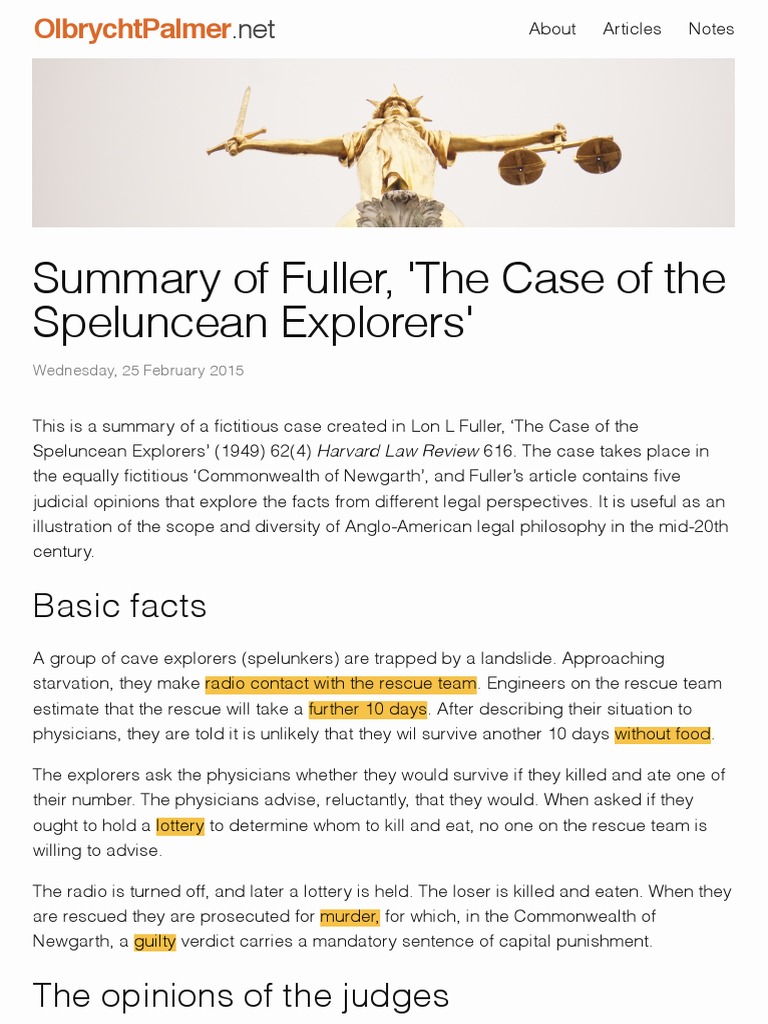 Summary of Speluncean Explorers Case | PDF | Pardon | Social Institutions