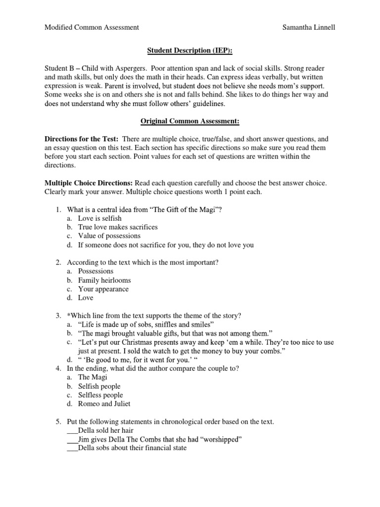 Modified Assessment | PDF | Multiple Choice | Educational Assessment