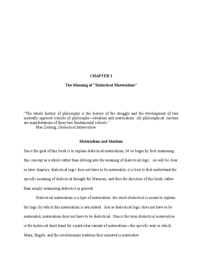 The Meaning of "Dialectical Materialism" | PDF | Idealism | Dialectic