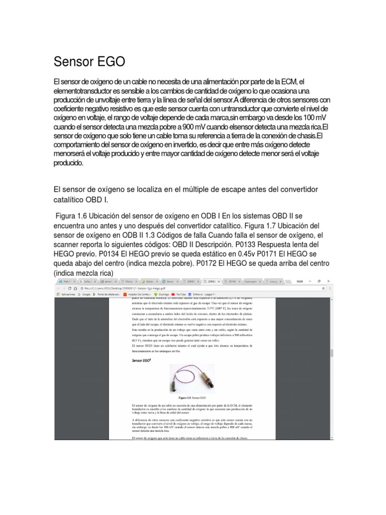 Sensor EGO: Funcionamiento y Diagnóstico | PDF | Piezoelectricidad | Sensor