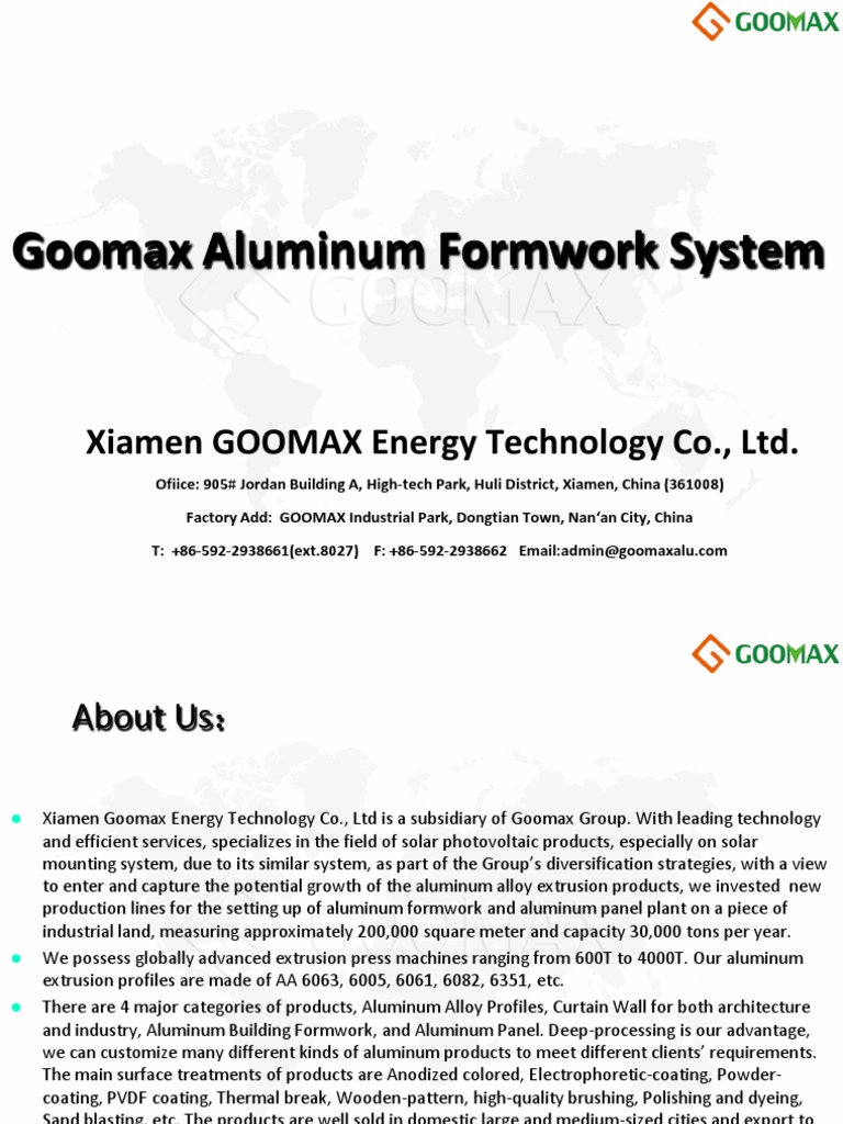 Goomax Aluminium Formwork | PDF | Concrete | Aluminium