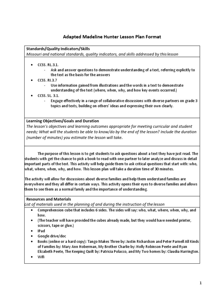 Unit of Study Fifth Lesson Plan Weebly | PDF | Lesson Plan | Reading ...