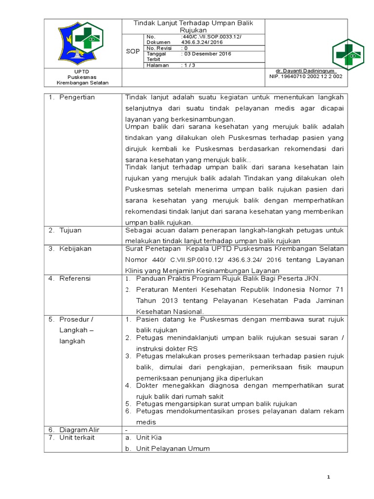Sop Rujuk Balik | PDF