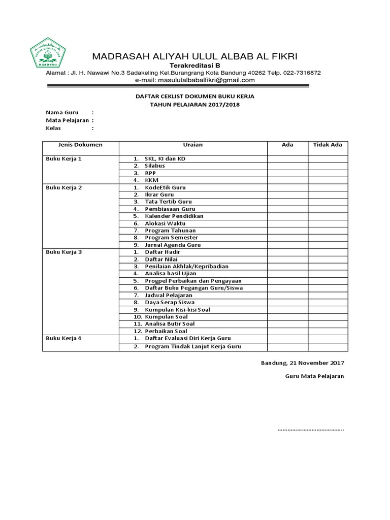 Daftar Ceklist PKG | PDF