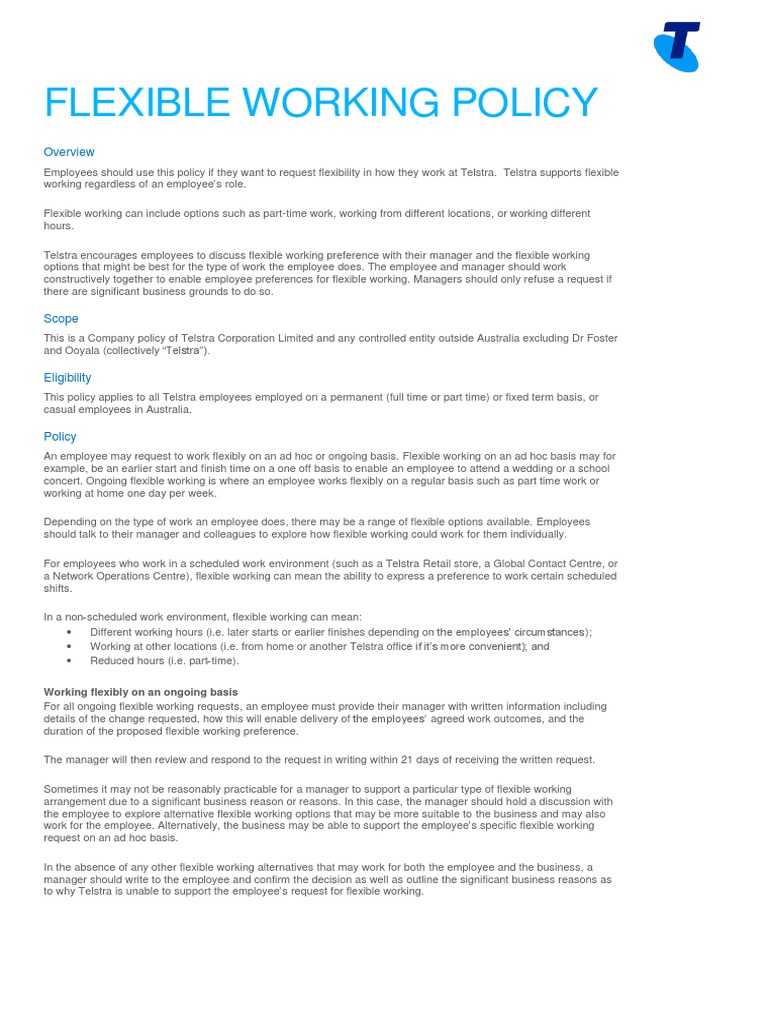 Telstra Flexible Working Policy Guide | PDF | Part Time Contract ...