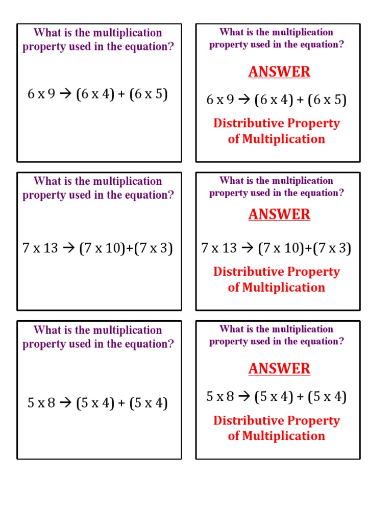 Properties of Multiplication Task Cards | PDF | Metalogic ...