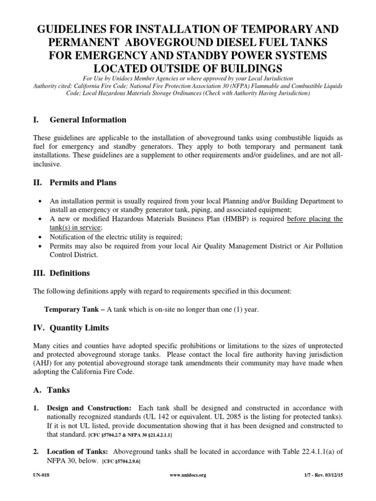 Aboveground Diesel Tank Installation Guide | PDF | Pipe (Fluid ...