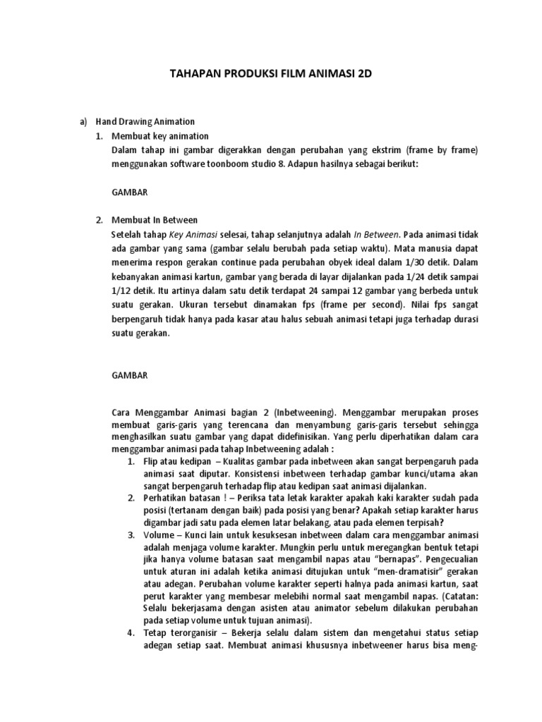 Proses Pembuatan Film Animasi 2d | PDF