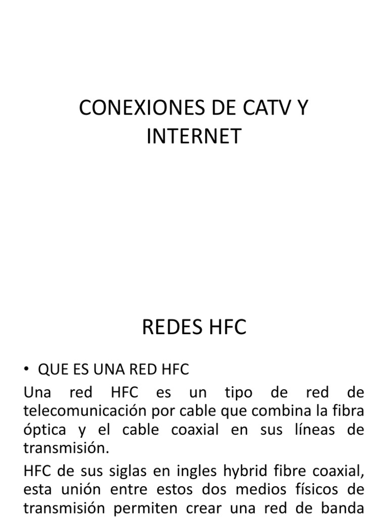 Conexiones CATV e Internet en Redes HFC | PDF | Televisión por cable ...