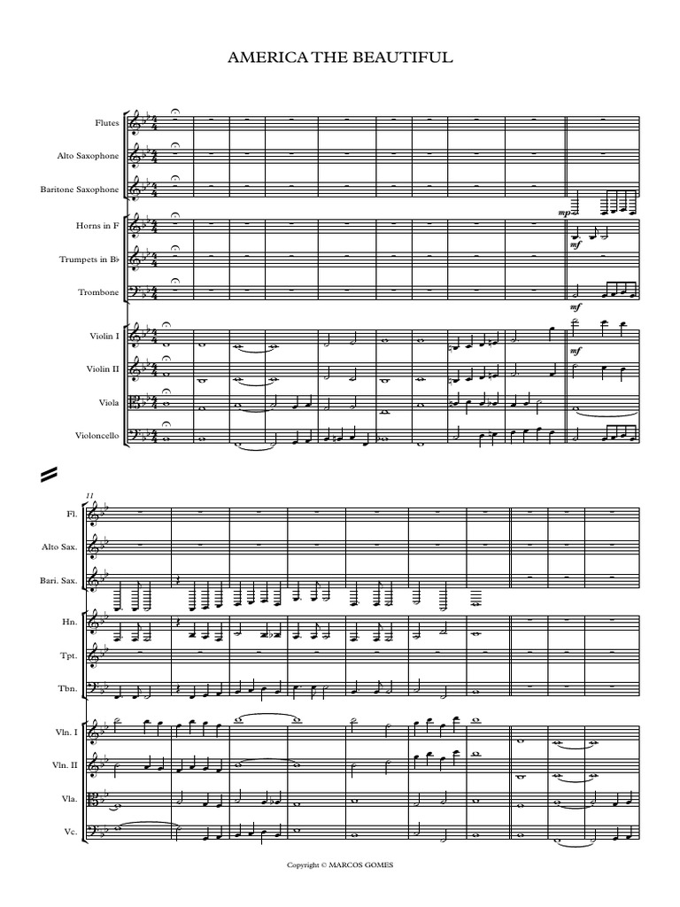 America The Beautiful - Score and Parts | PDF | Classical Music ...
