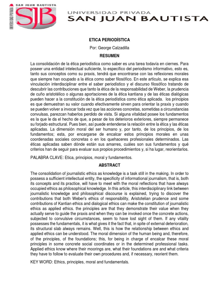 Etica Periodistica | PDF | Moralidad | Verdad