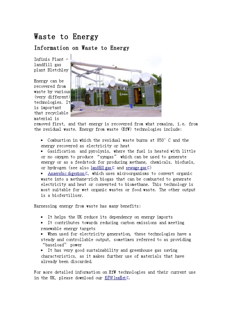 Waste To Energy | Download Free PDF | Gasification | Biogas