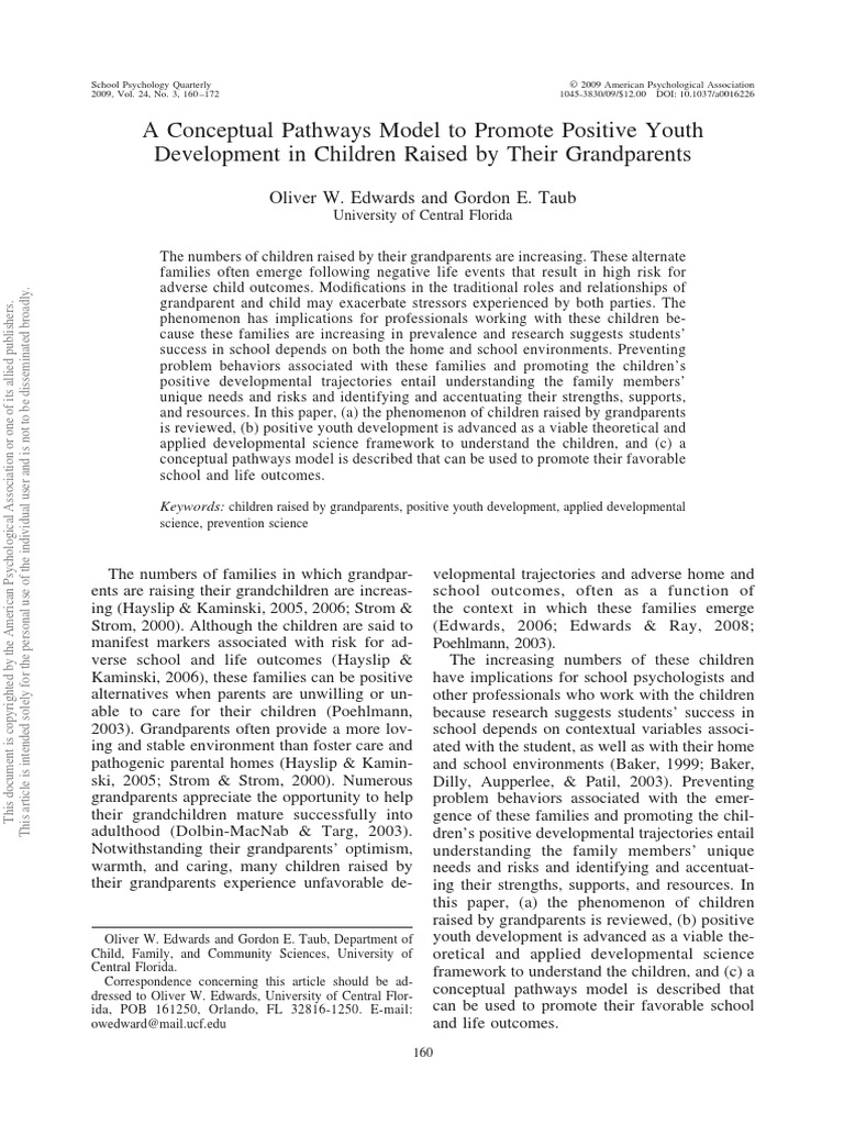 A Conceptual Pathways Model To Promote Positive Youth Development in ...