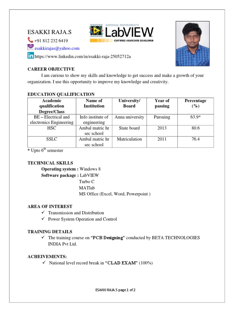 Esakki Raja Resume | PDF | Computing And Information Technology | Science
