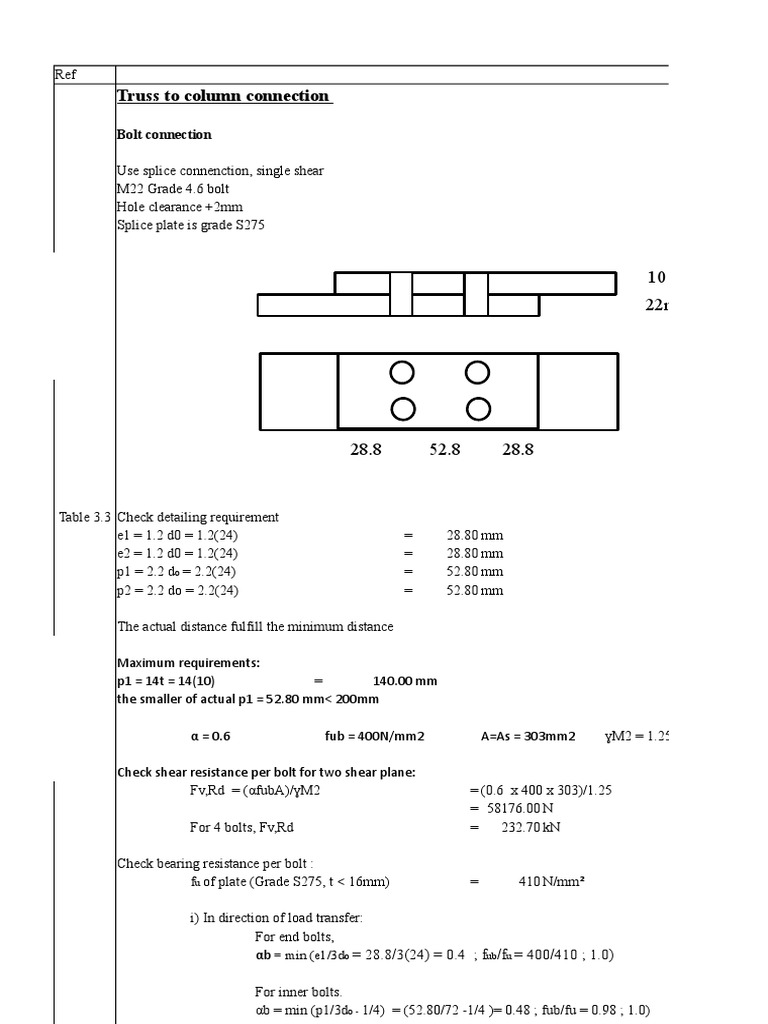 Truss To Column Connection: 10 MM 22mm | PDF