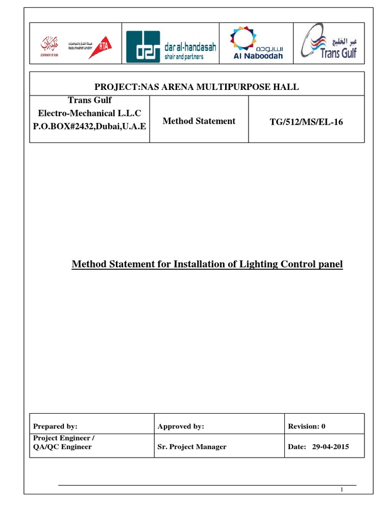 Method Statement For Lighting Control Panel | PDF | Lighting ...