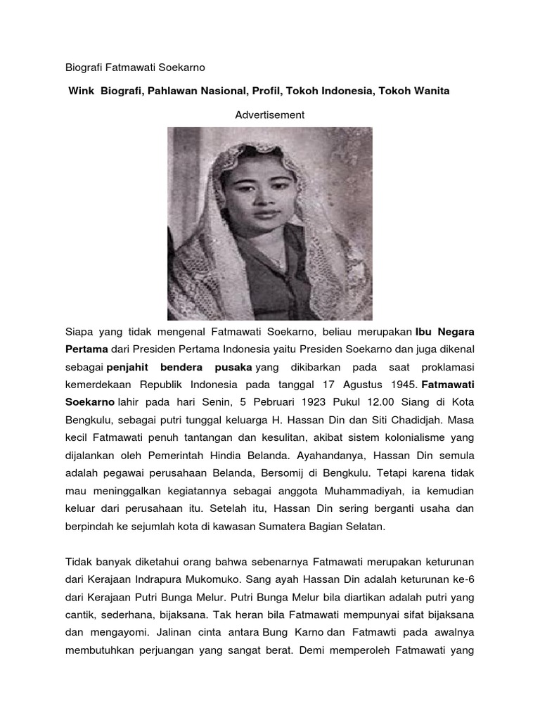 Biografi Ibu Fatmawati Soekarno | PDF