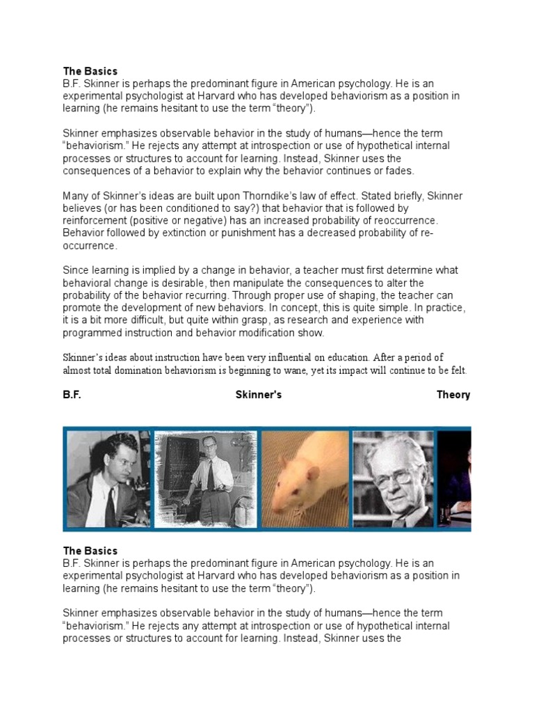 Skinner's Behaviorism Explained | PDF | Reinforcement | Behaviorism