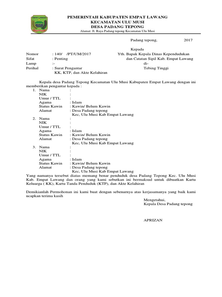 Surat KK KTP Akte | PDF