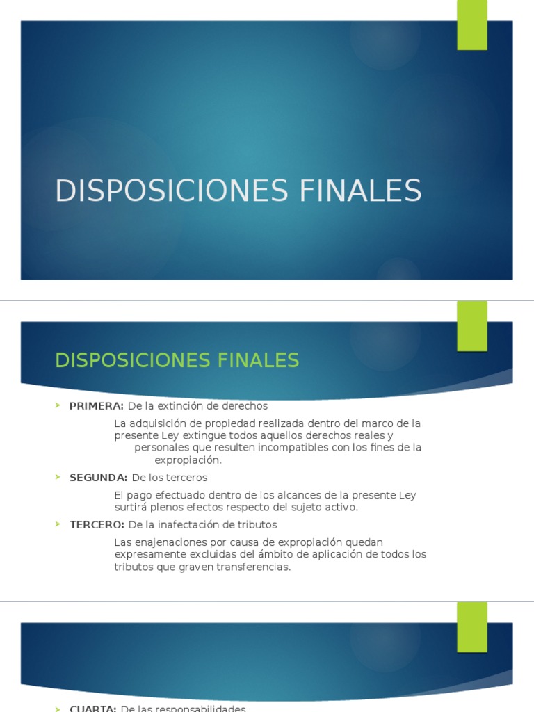 Disposiciones Finales | PDF | Dominio eminente | Demanda judicial