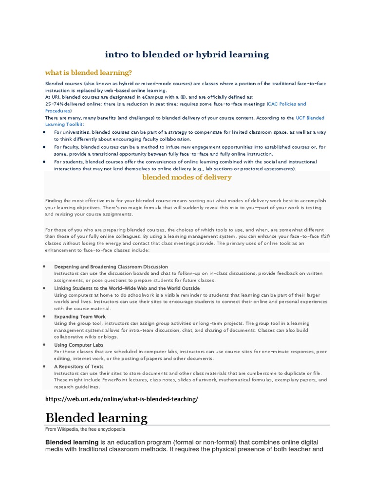 Intro to Blended Learning Models | PDF | Educational Technology ...