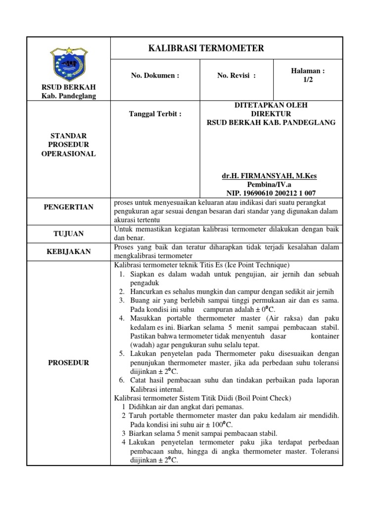Spo Kalibrasi Termometer | PDF
