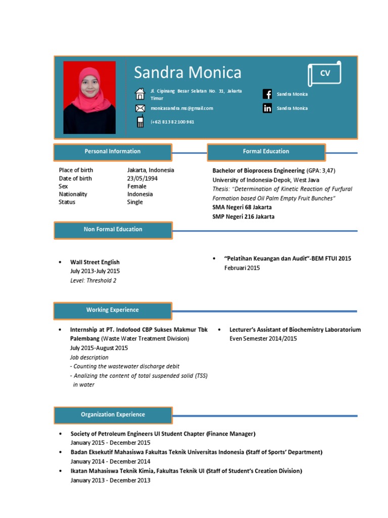 Curriculum Vitae - Sandra Monica | Download Free PDF | Indonesia | Waste