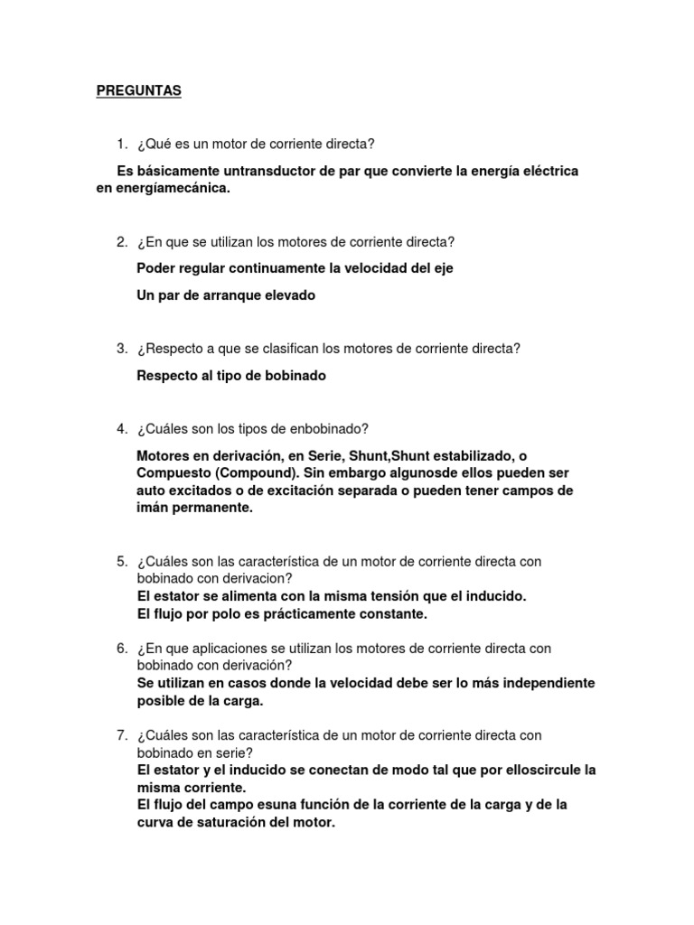 Preguntas de Conver | PDF | Motor eléctrico | Electromagnetismo