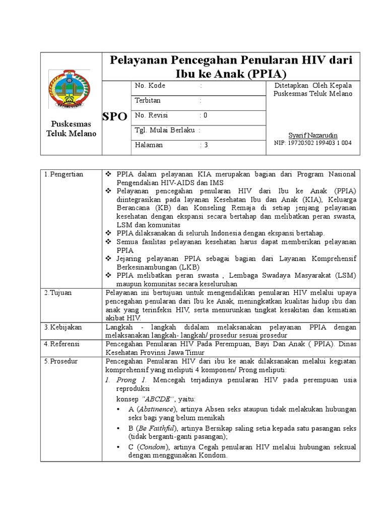 SOP Pelayanan PPIA | PDF