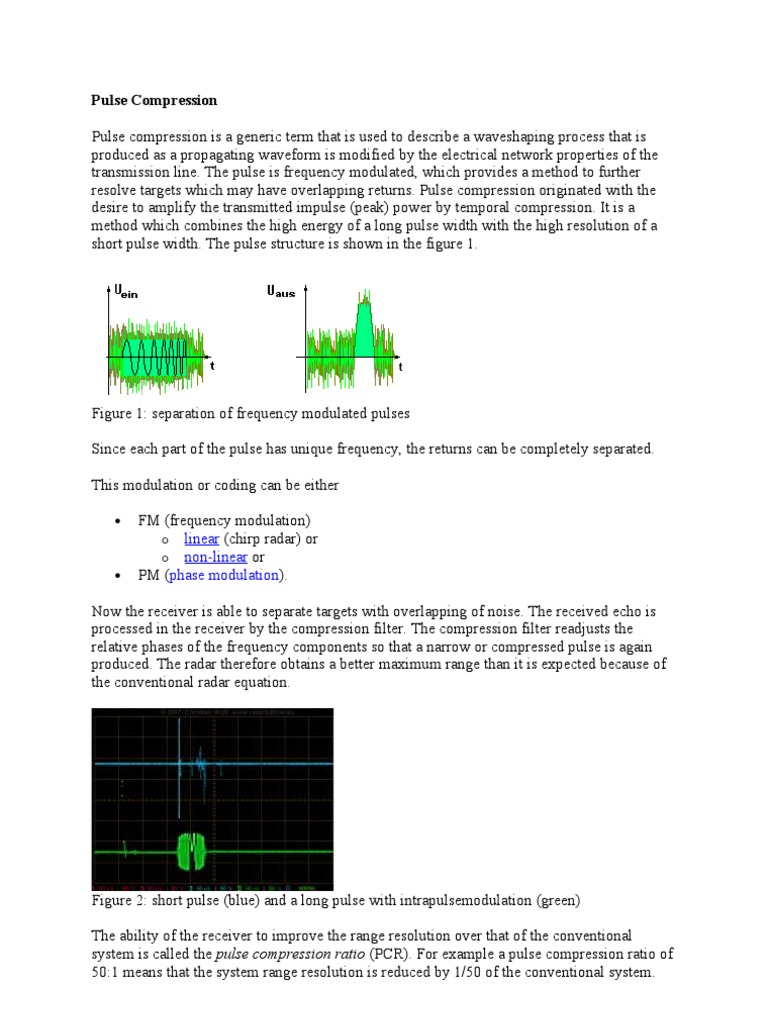 Pulse Compression: Linear Non-Linear Phase Modulation | PDF | Frequency Modulation | Filter ...