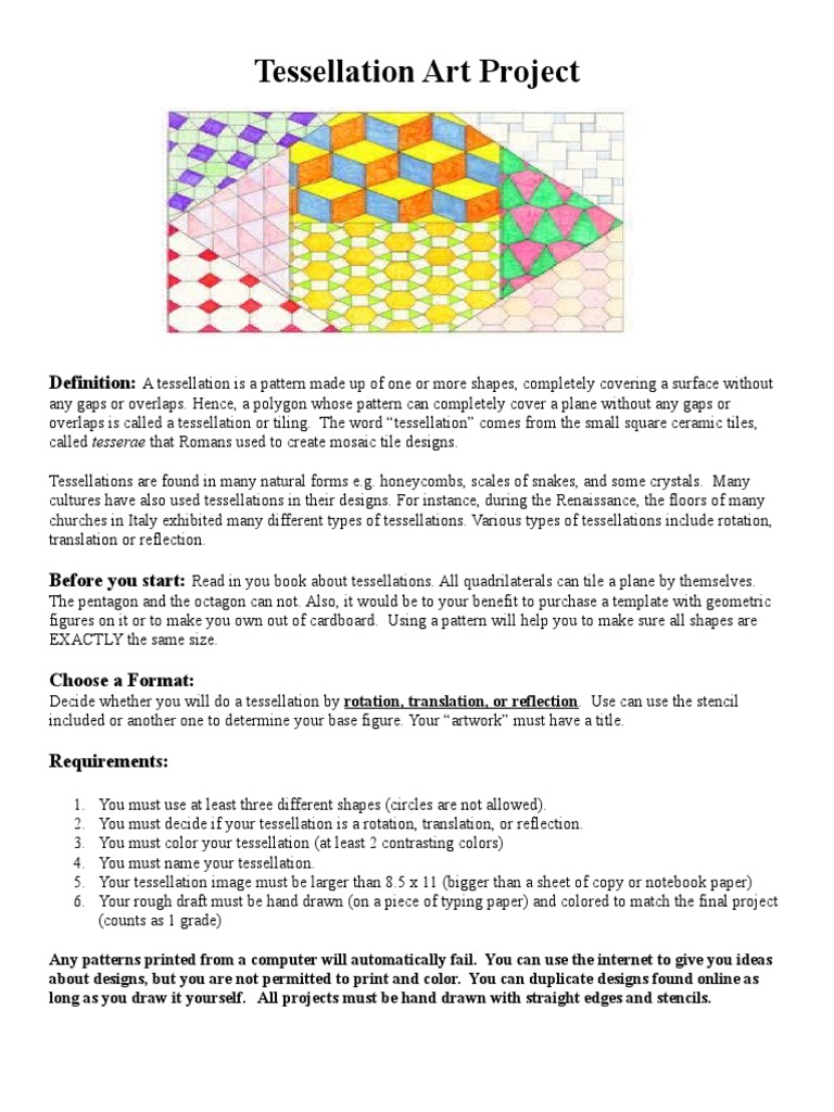 Tessellation Art Project | PDF | Shape | Geometric Shapes