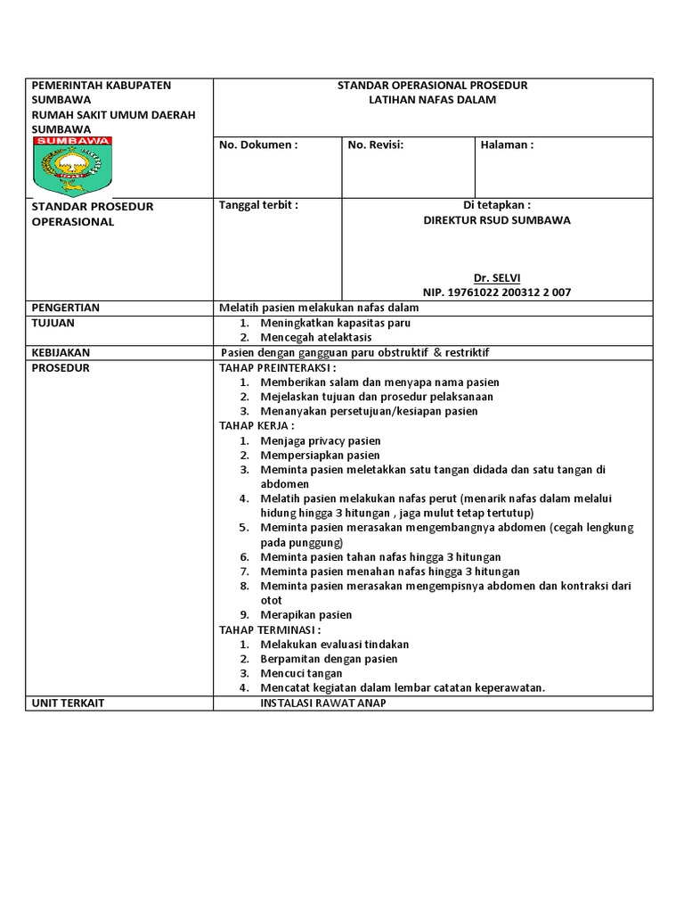 Sop Latih Nafas Dalam | PDF