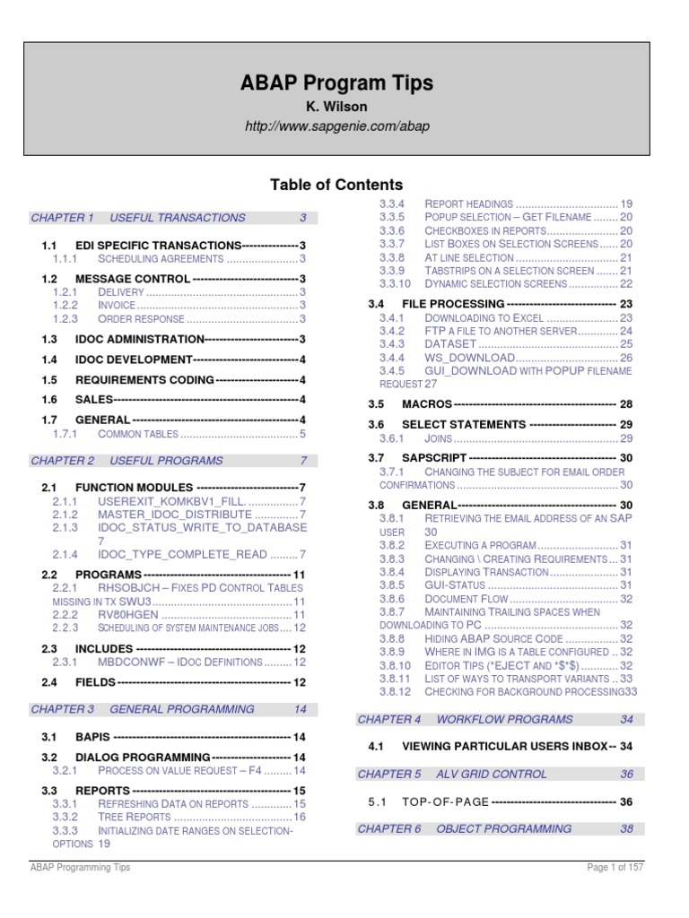 ABAP Program Tips v3 | PDF | Database Index | Invoice