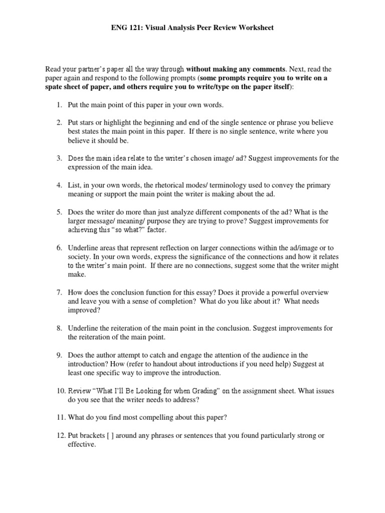 Visual Analysis Peer Review | Download Free PDF | Phrase | Essays