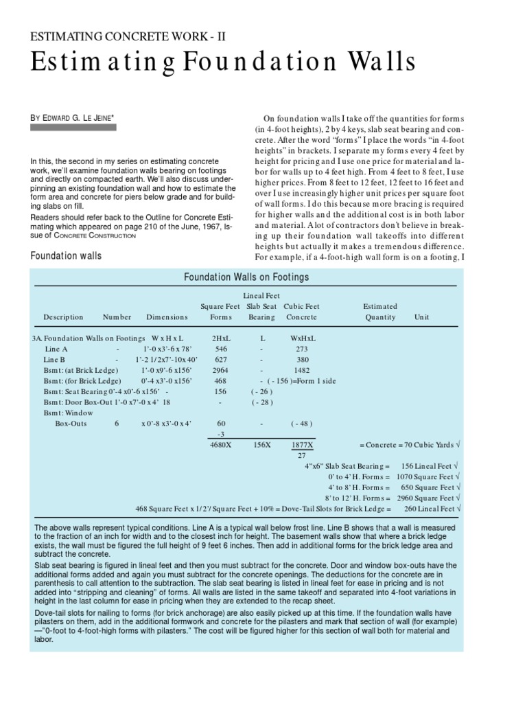 Estimating Concrete Work II - Estimating Foundation Walls - tcm45 ...