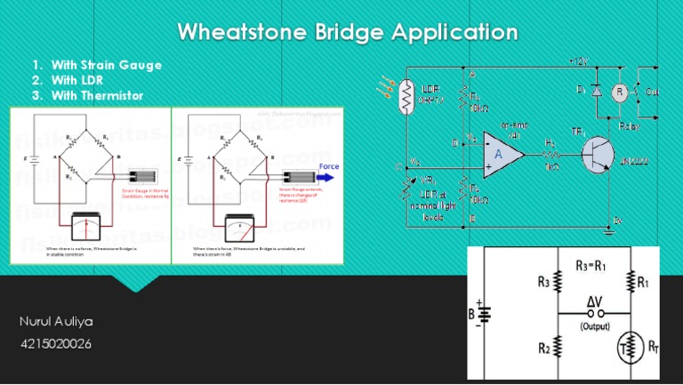 Wheatstone Bridge Application: 1. With Strain Gauge 2. With LDR 3. With ...