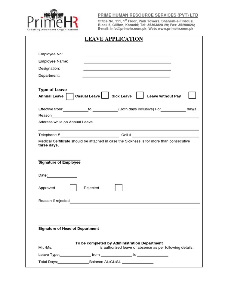 Leave Application Form Template | PDF | Career & Growth