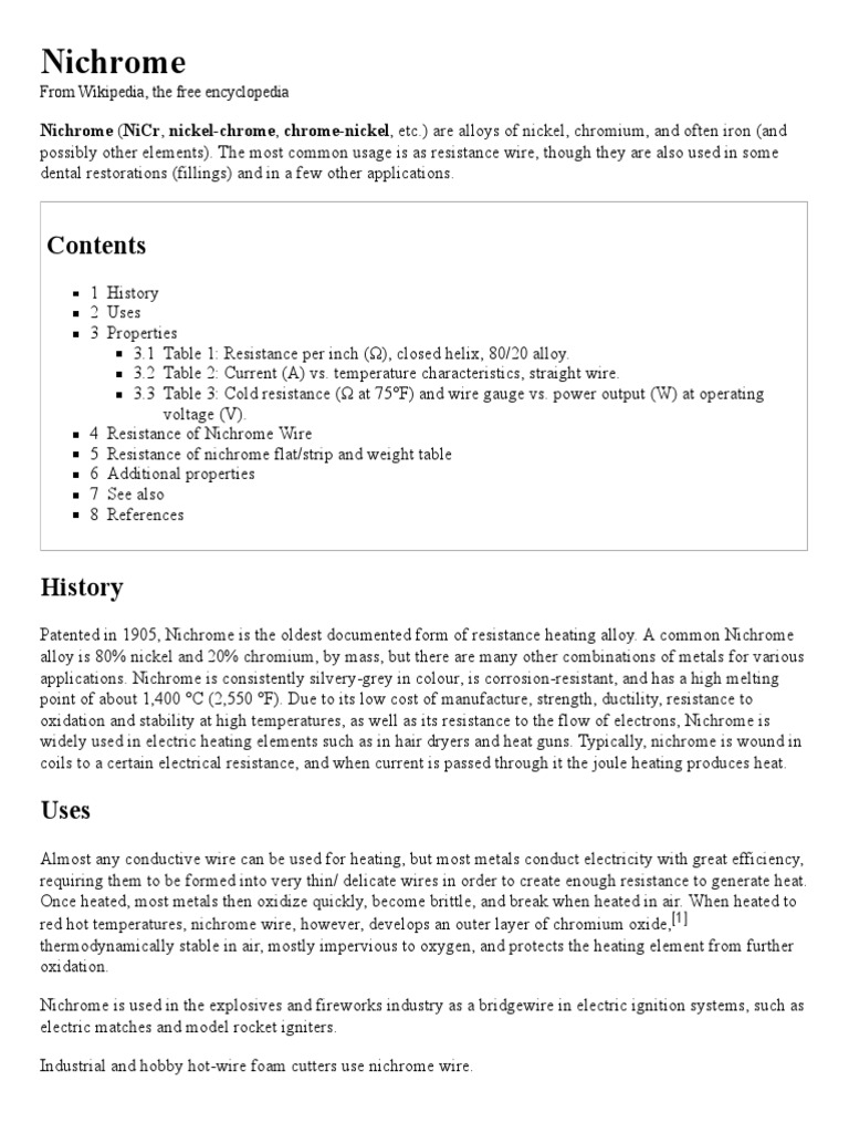 Nichrome - Wikipedia | Metals | Chemistry