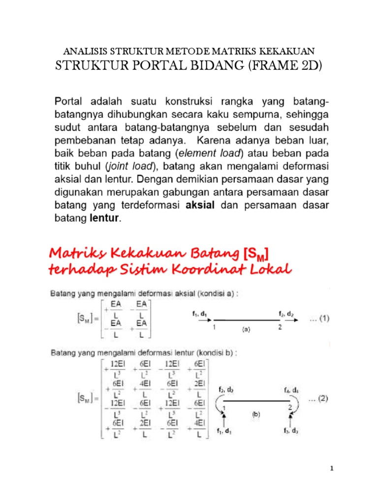 01 Analisis Struktur Metode Matriks Kekakuan | PDF