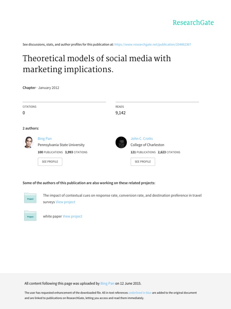 Theoretical Models of Social Media | Download Free PDF | Social Media ...