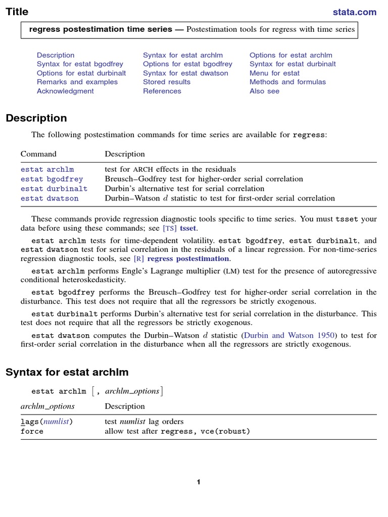 Comandos STATA | PDF | Autocorrelation | Mathematical And Quantitative ...