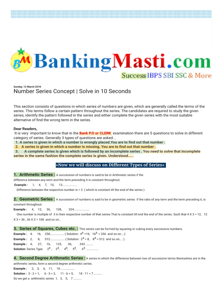 Number Series Concept | PDF | Arithmetic | Teaching Mathematics