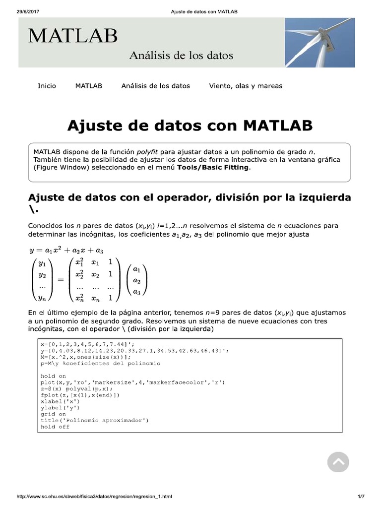Ajuste de Datos Con MATLAB | PDF