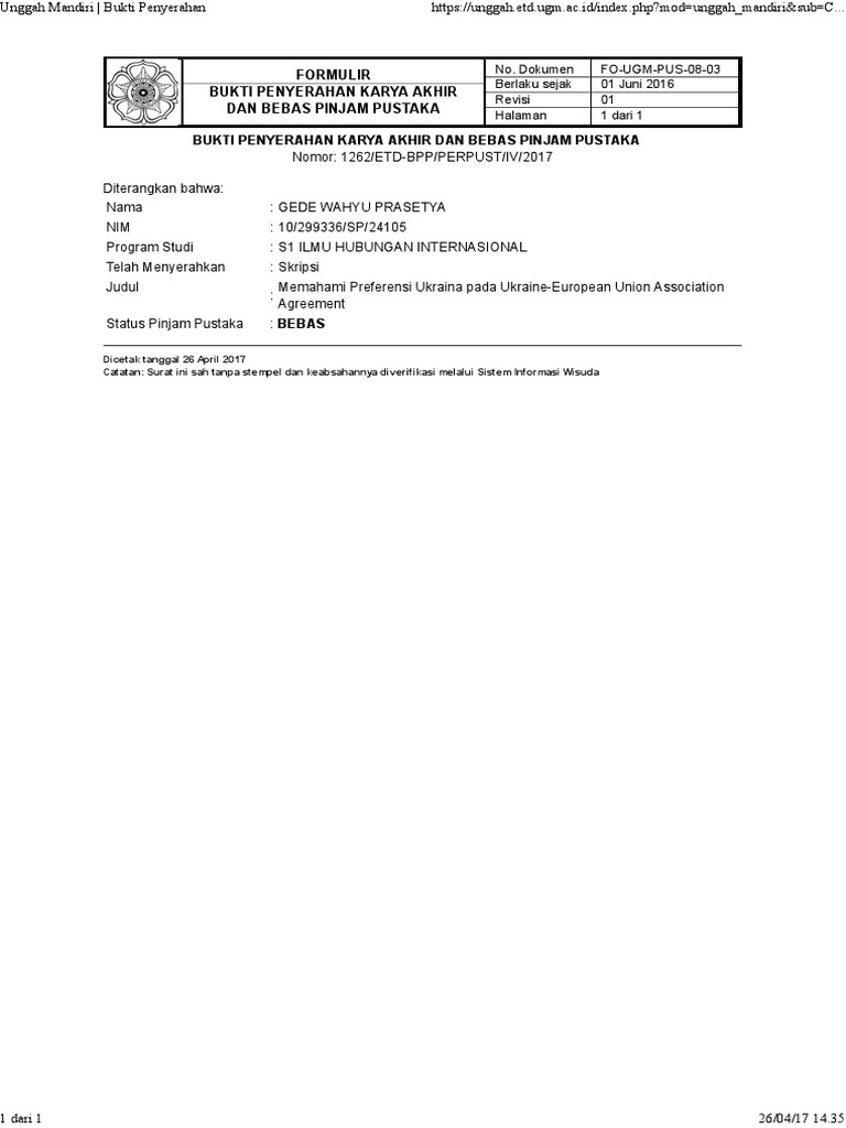 Bukti Unggah Mandiri Pras PDF | PDF