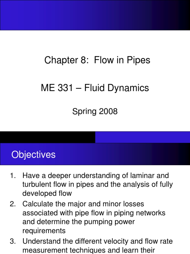 Flow in Pipes | PDF | Fluid Dynamics | Laminar Flow