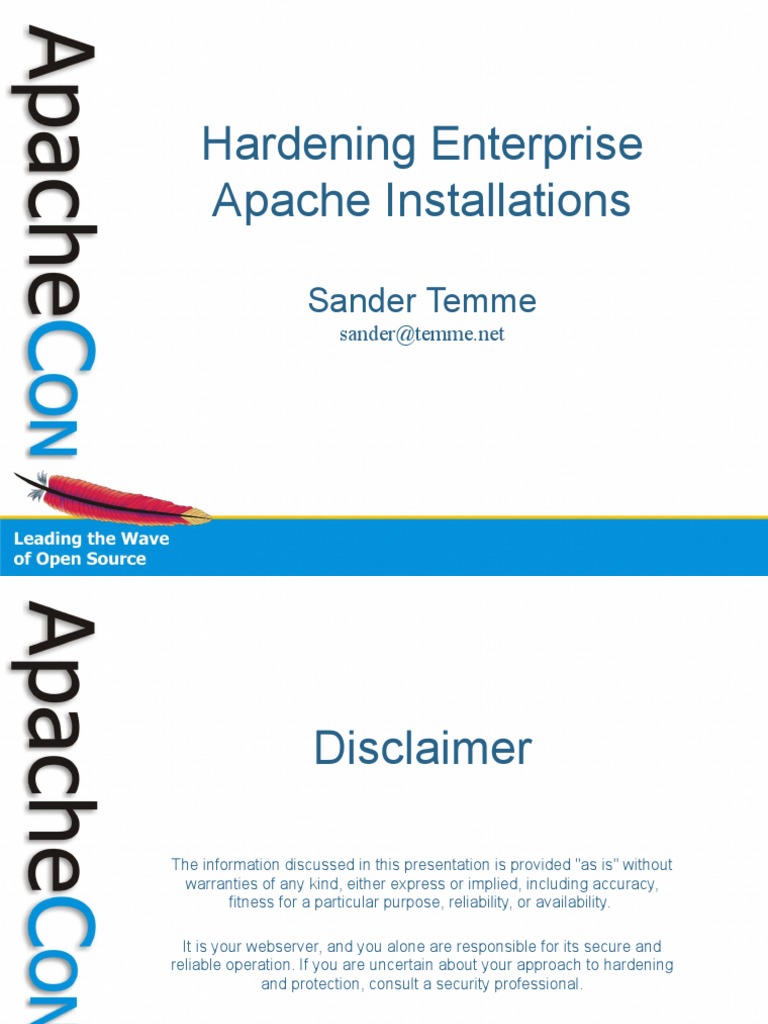 Hardening Enterprise Apache Installations: Sander Temme | PDF | Apache Http Server | World Wide Web