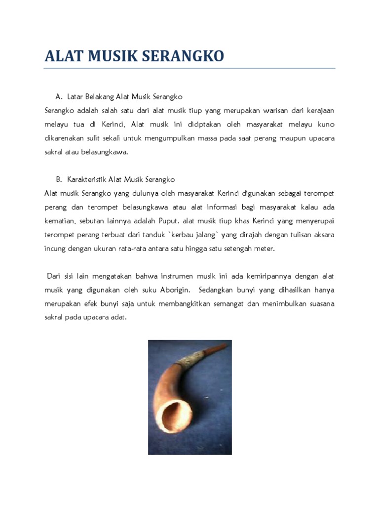 Alat Musik Tradisional Jambi - Serangko | PDF