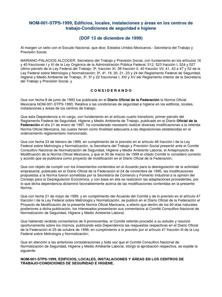 Nom 001 STPS 1999 | PDF | México | Naturaleza